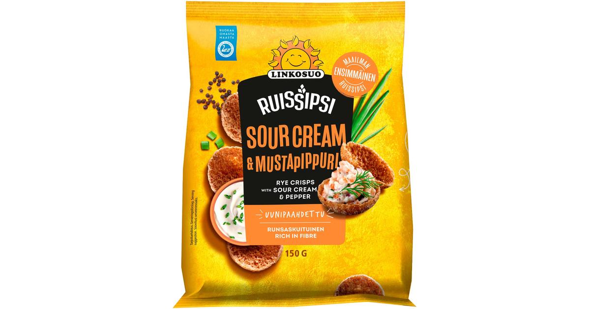 Linkosuo Ruissipsi sourcream & mustapippuri 150g | S-kaupat ruoan verkkokauppa