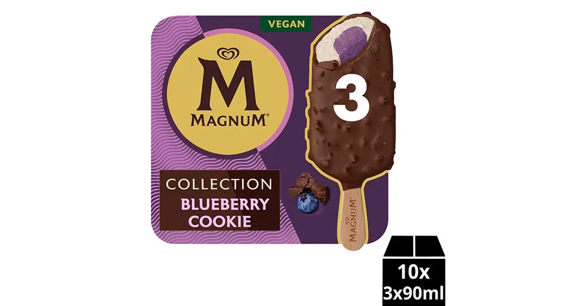 Magnum Blueberry Cookie Jäätelö Monipakkaus Vegaaninen jäätelö 270ml ...