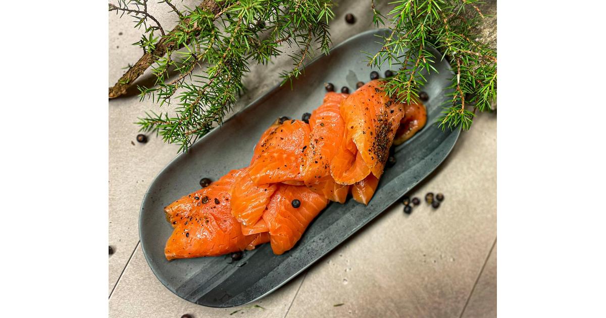 Külmsuitsu vikerforell dzinni ja kadakamarjadega, viilutatud, 800g ...