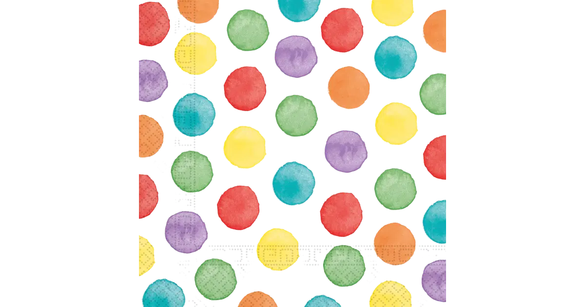 Procos kolmikerroksiset paperilautasliinat 33cm Multiwatercolor Dots ...