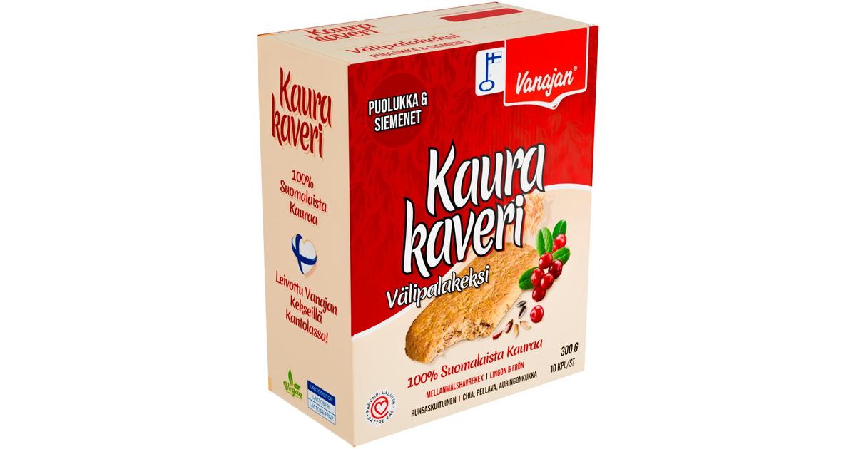 Vanajan Kaurakaveri Puolukka välipalakeksi 10 x 30g | S-kaupat ruoan ...