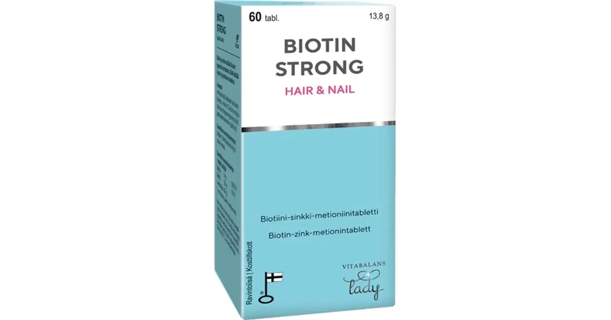 Biotin Strong 60 tabl., kotimainen biotiini-sinkki-metioniinitabletti ...