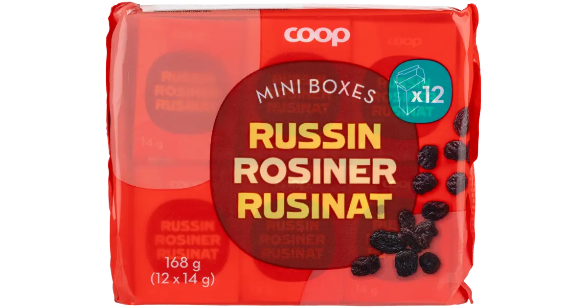 Coop rusinat 12 x 14 g (168 g) | S-kaupat ruoan verkkokauppa