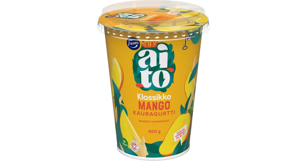 Fazer Aito Kauragurtti Mango 400 g, fermentoitu kauravälipala | S-kaupat ruoan verkkokauppa