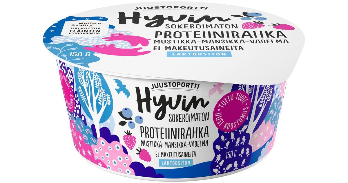 Juustoportti Hyvin proteiinirahka 150 g mustikka-mansikka-vadelma laktoositon | S-kaupat ruoan ...