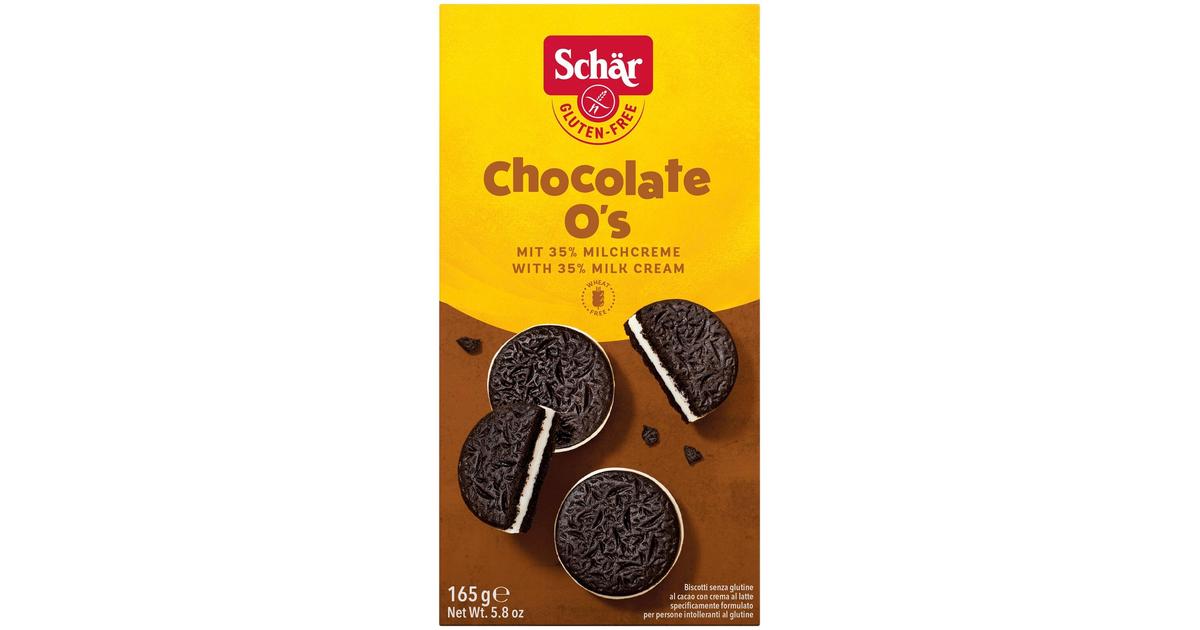 Schär Chocolate O's 165g gluteeniton vaniljatäytteinen suklaakeksi | S ...