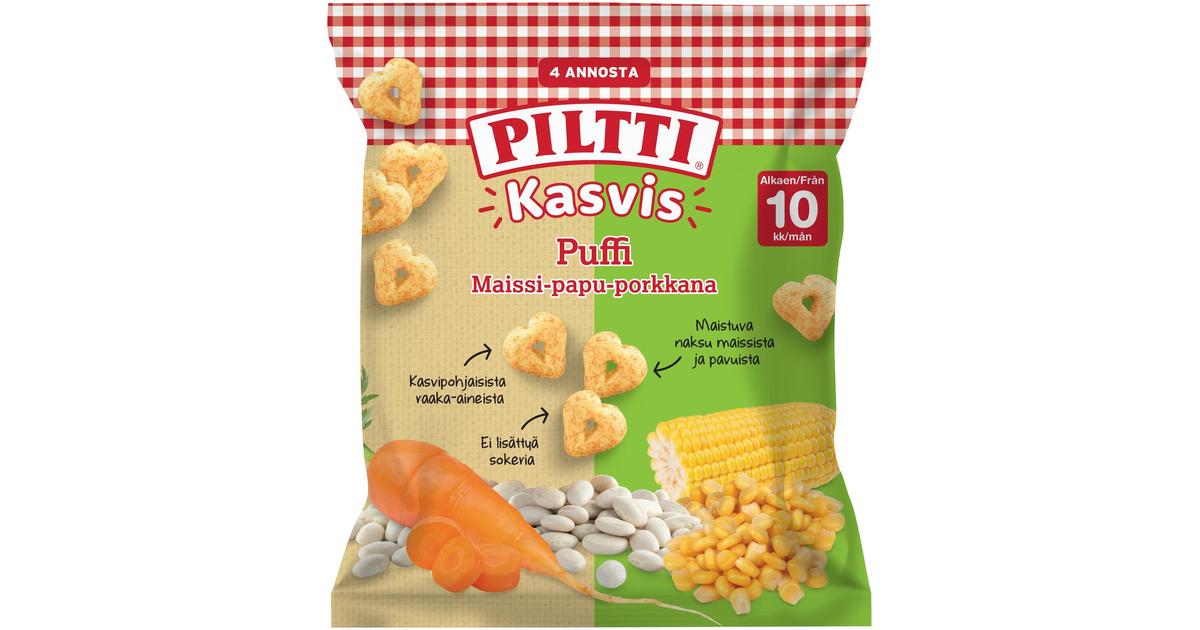 Piltti Kasvis Puffi 28g Maissi-papu-porkkananaksuja 10kk | S-kaupat ...
