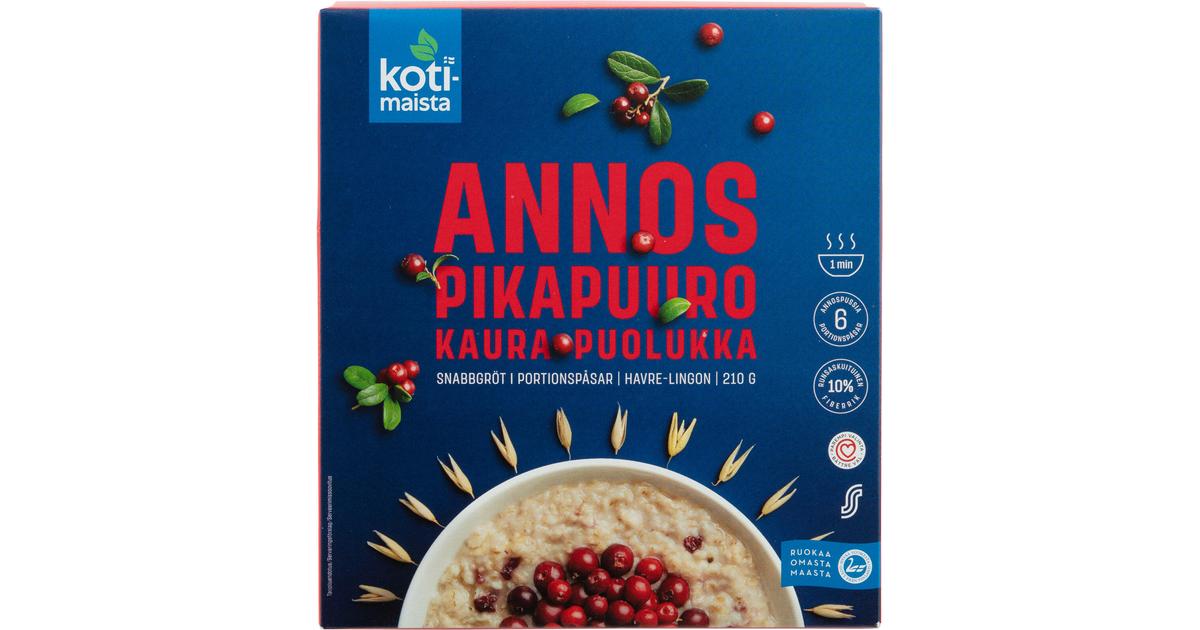 Kotimaista annospikapuuro kaura ja puolukka 210 g (6 x 35 g) | S-kaupat ruoan verkkokauppa