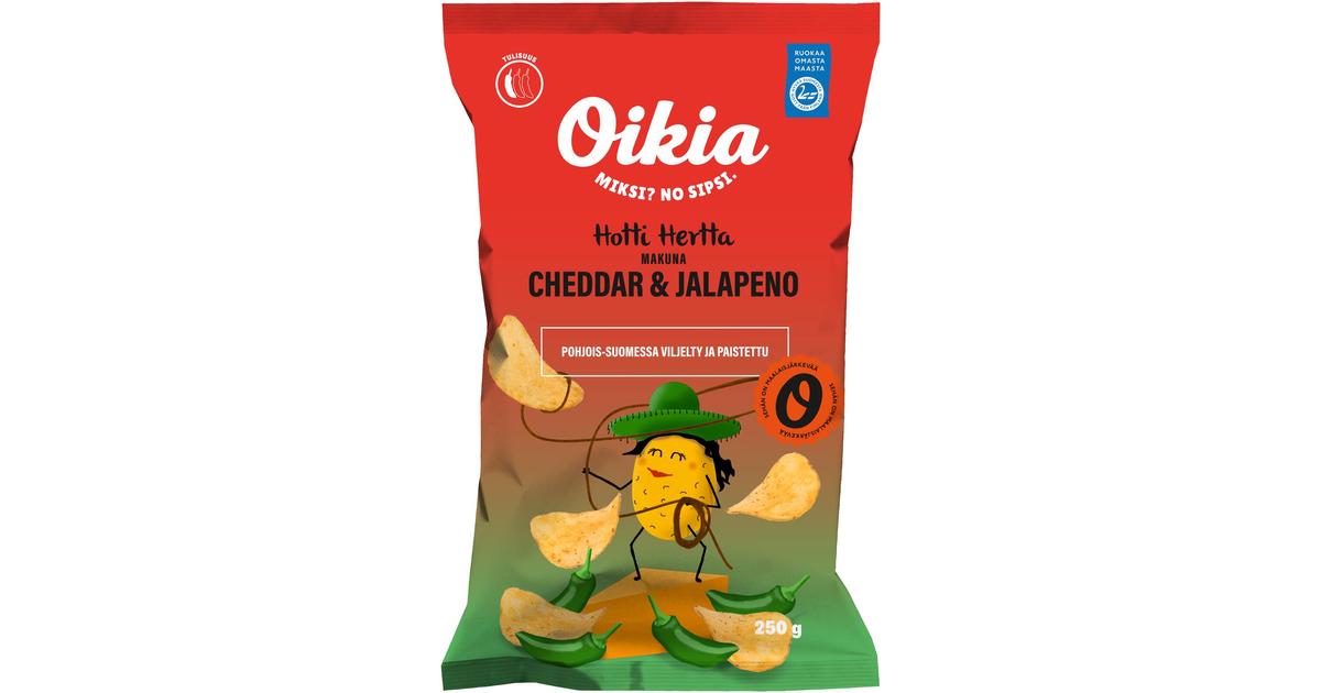 Oikia Hotti Hertta cheddar ja jalapeno perunalastu 250g | S-kaupat ...