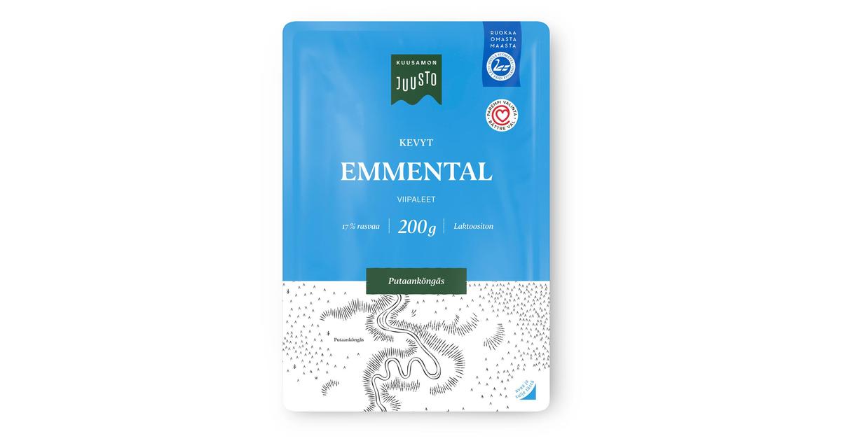 Kuusamon Juusto kevyt Emmental juustoviipale 17% 200 g | S-kaupat ruoan ...