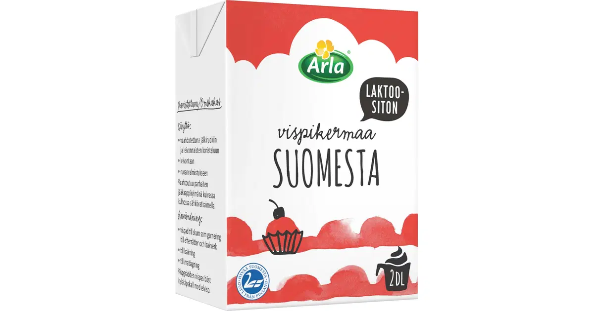 Arla Vispikerma laktoositon 2 dl Uht Suomi | S-kaupat ruoan verkkokauppa