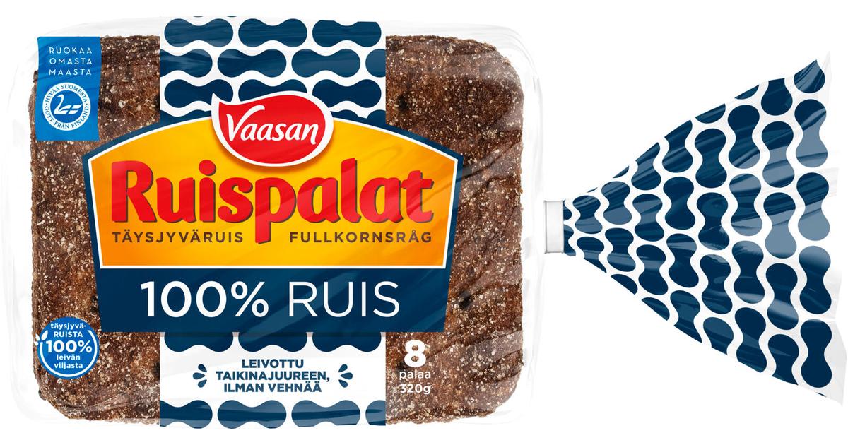 Vaasan Ruispalat 100% Ruis 320g 8kpl täysjyväruisleipä | S-kaupat ruoan ...