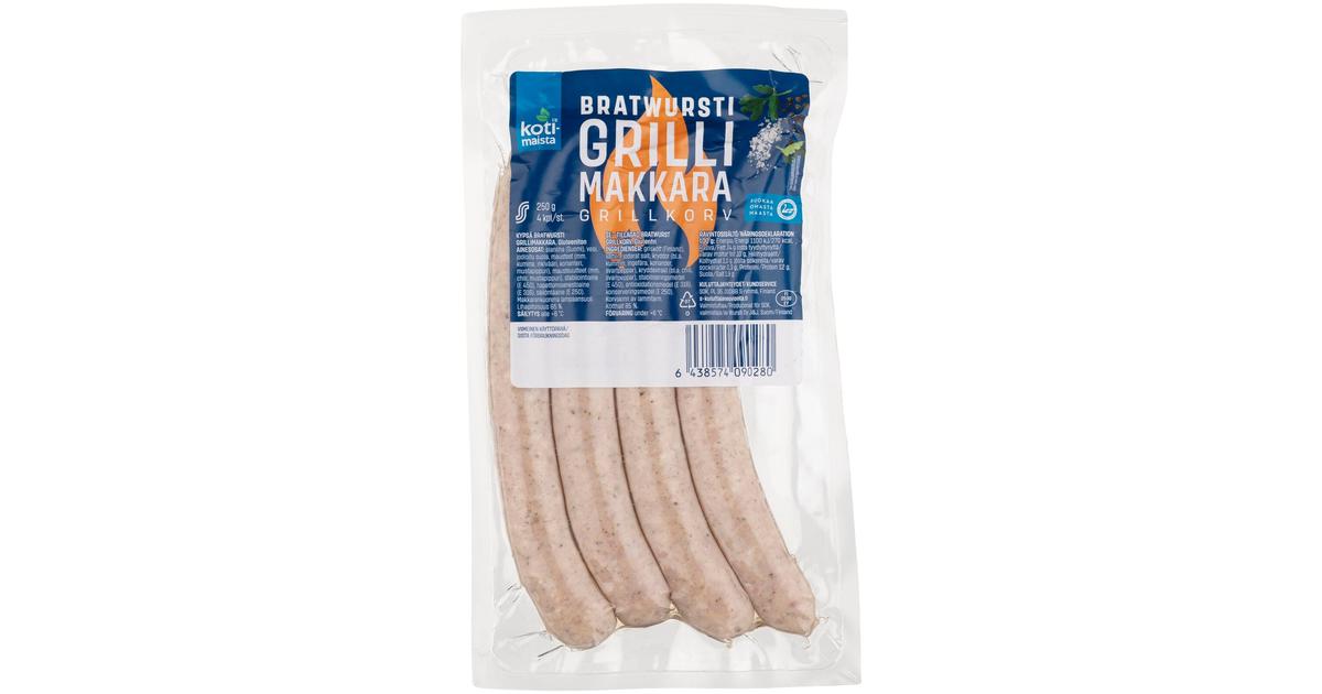 Kotimaista bratwursti grillimakkara 250 g | S-kaupat ruoan verkkokauppa