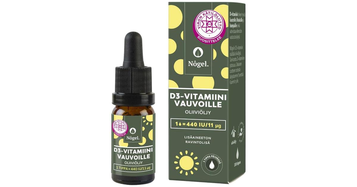 Nogel D3-tipat vauvoille ja lapsille, oliiviöljy, 440 IU, 10 ml | S ...