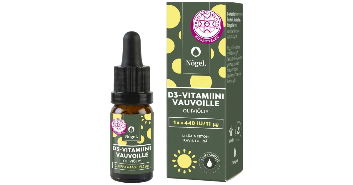 Nôgel D3-tipat vauvoille ja lapsille, oliiviöljy, 440 IU, 10 ml | S ...