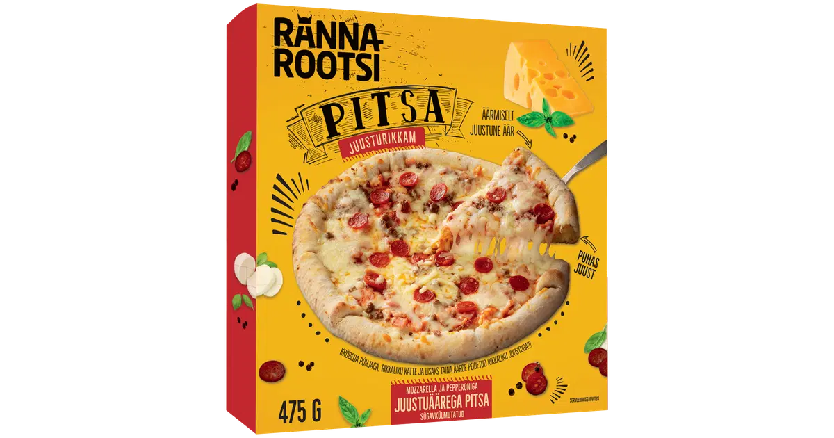 Rannarootsi Juustuäärega Pitsa Mozzarella ja Pepperoniga 475 g | Prisma ...