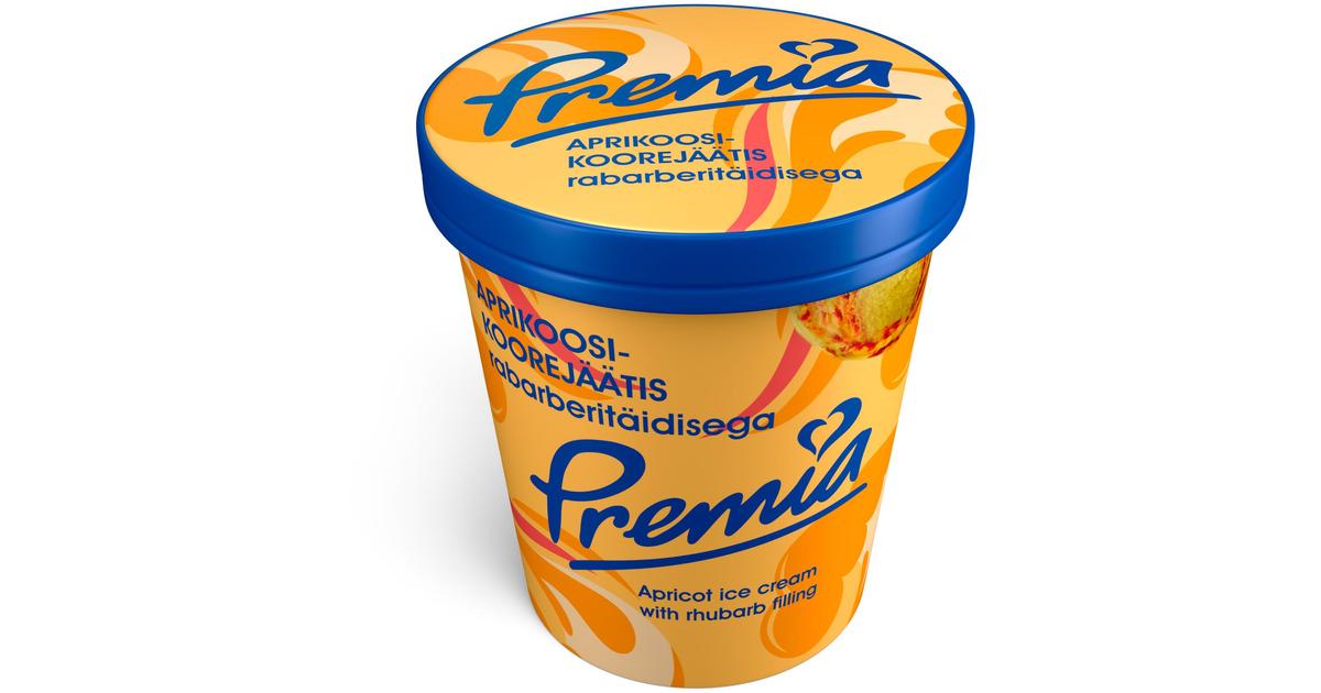 Premia aprikoosi-koorejäätis rabarberimoosiga 245g /0,5l | Prisma | alati odavad hinnad, telli ...