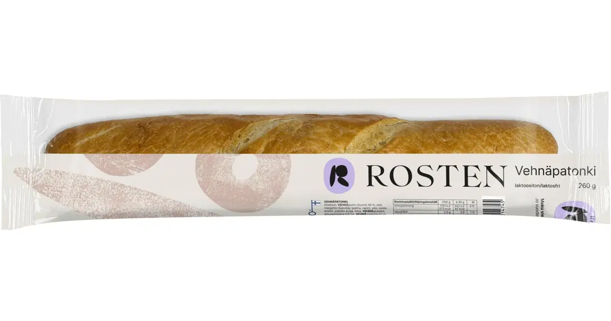 Leipomo Rosten vehnäpatonki 260 g | S-kaupat ruoan verkkokauppa