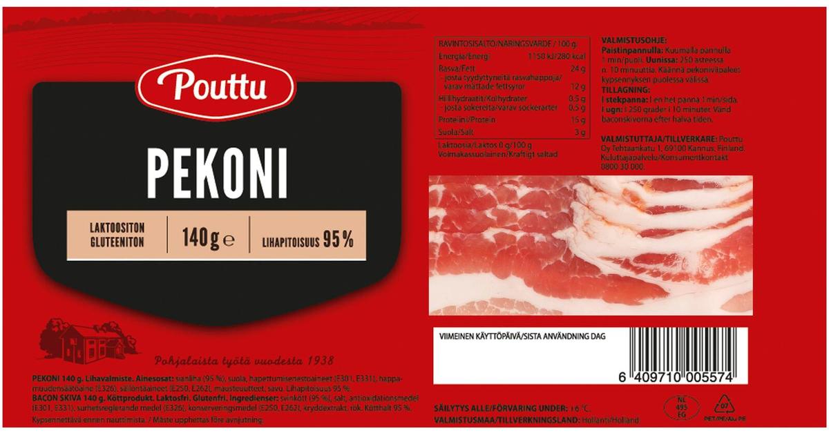 Pouttu Bacon skiva 140g | S-kaupat ruoan verkkokauppa
