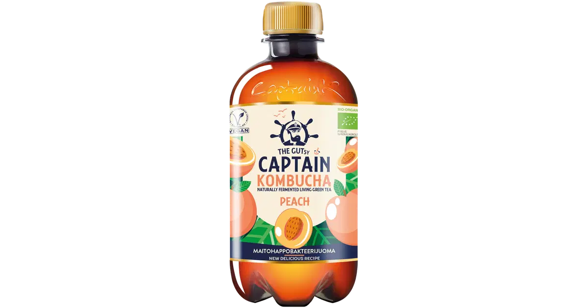The Gutsy Captain Peach kombucha-juoma LUOMU 400ml | S-kaupat ruoan ...
