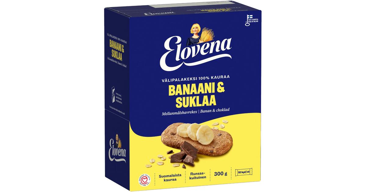 Elovena banaani-šokolaadimaitselised täisteraküpsised, 100% kaerast 10 ...