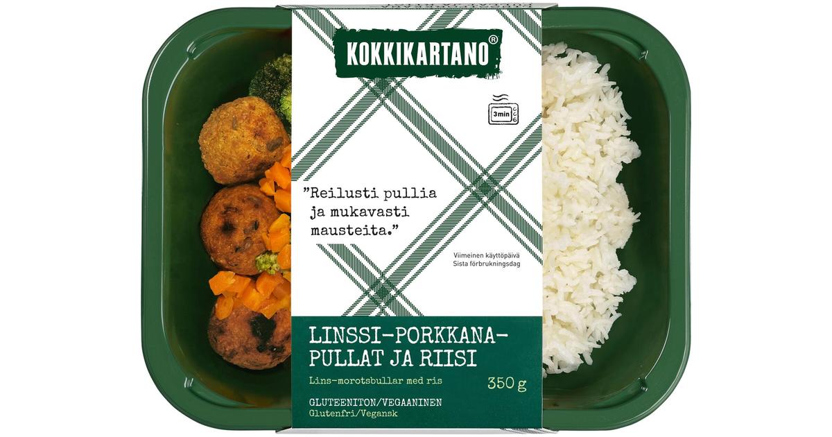 Kokkikartano Linssi-porkkanapullat ja riisi 350g | S-kaupat ruoan verkkokauppa