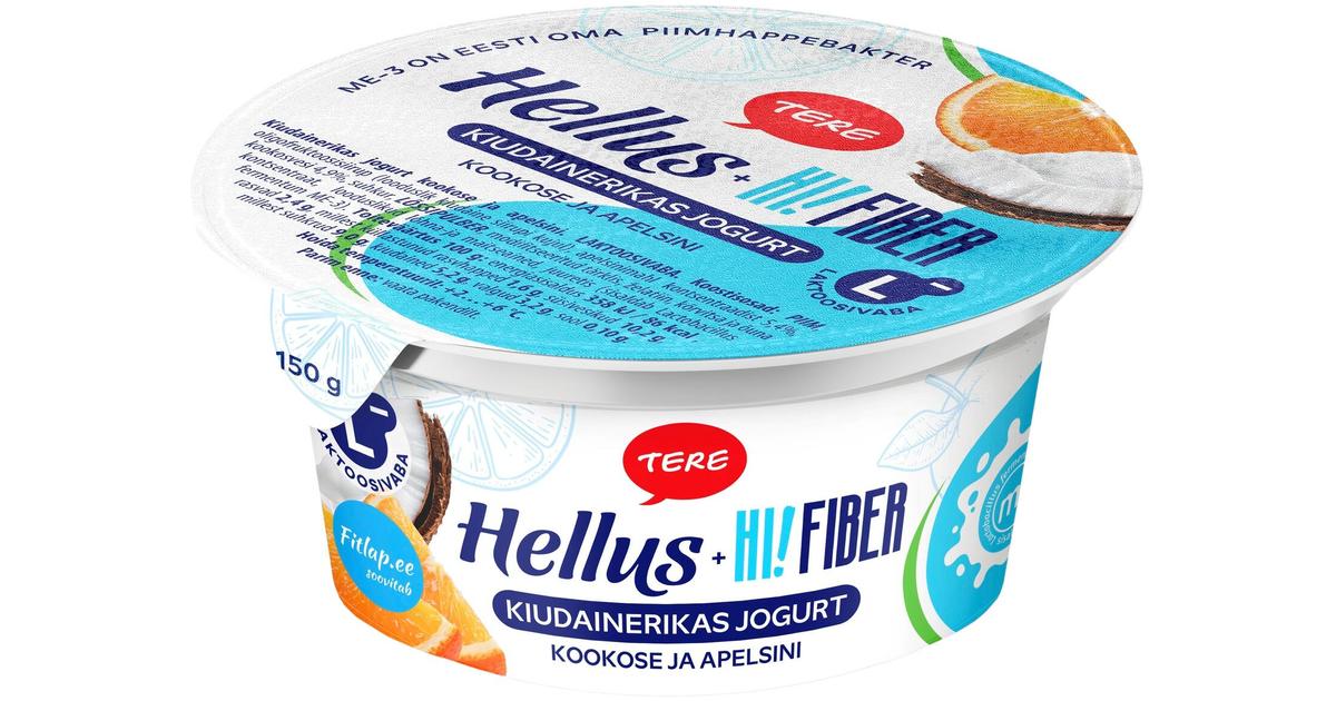 Hellus+Hi!Fiber kiudainerikas jogurt kookose-apelsini, laktoosivaba ...