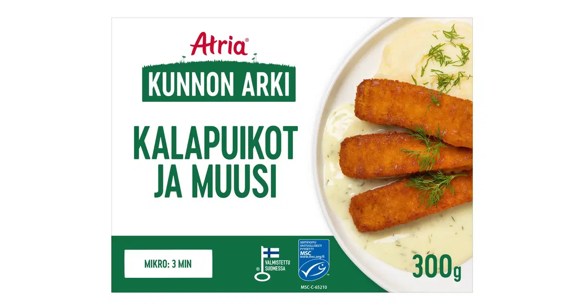 Atria Kunnon Arki Kalapuikot ja Muusi 300g | S-kaupat ruoan verkkokauppa