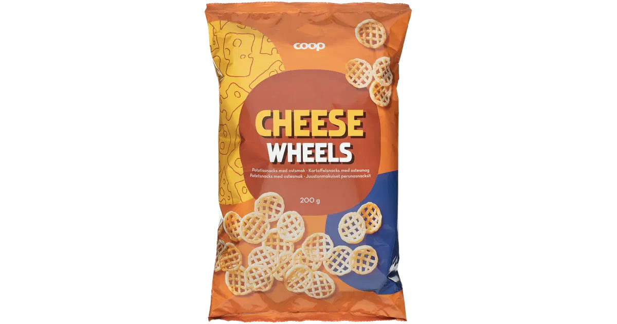Coop Cheese Wheels juustonmakuiset perunasnacksit 200 g | S-kaupat ...