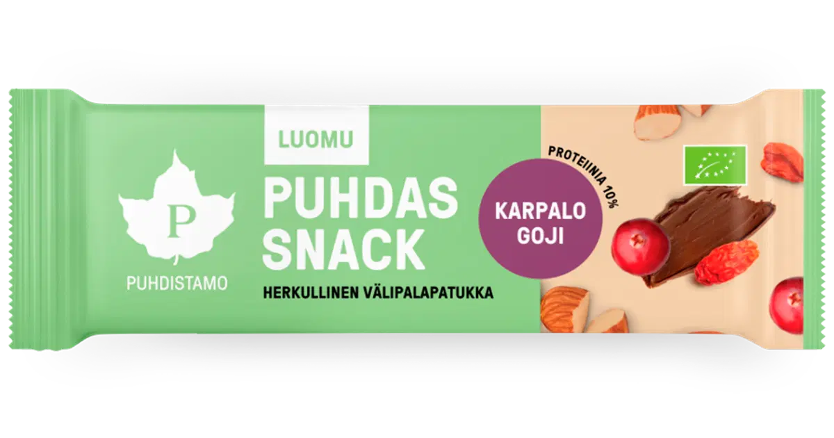 Puhdistamo Puhdas Snack Luomu mantelinen marjavälipalapatukka 40 g | S ...