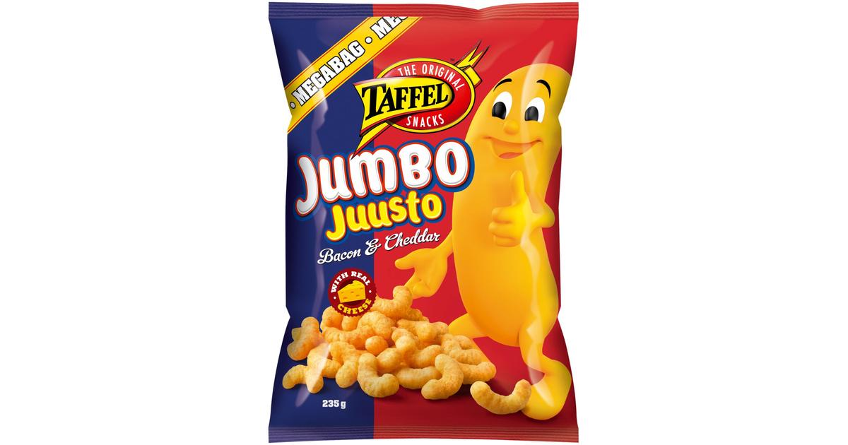Taffel Jumbojuusto bacon & cheddar maustettu juustosnacks 235g | S ...