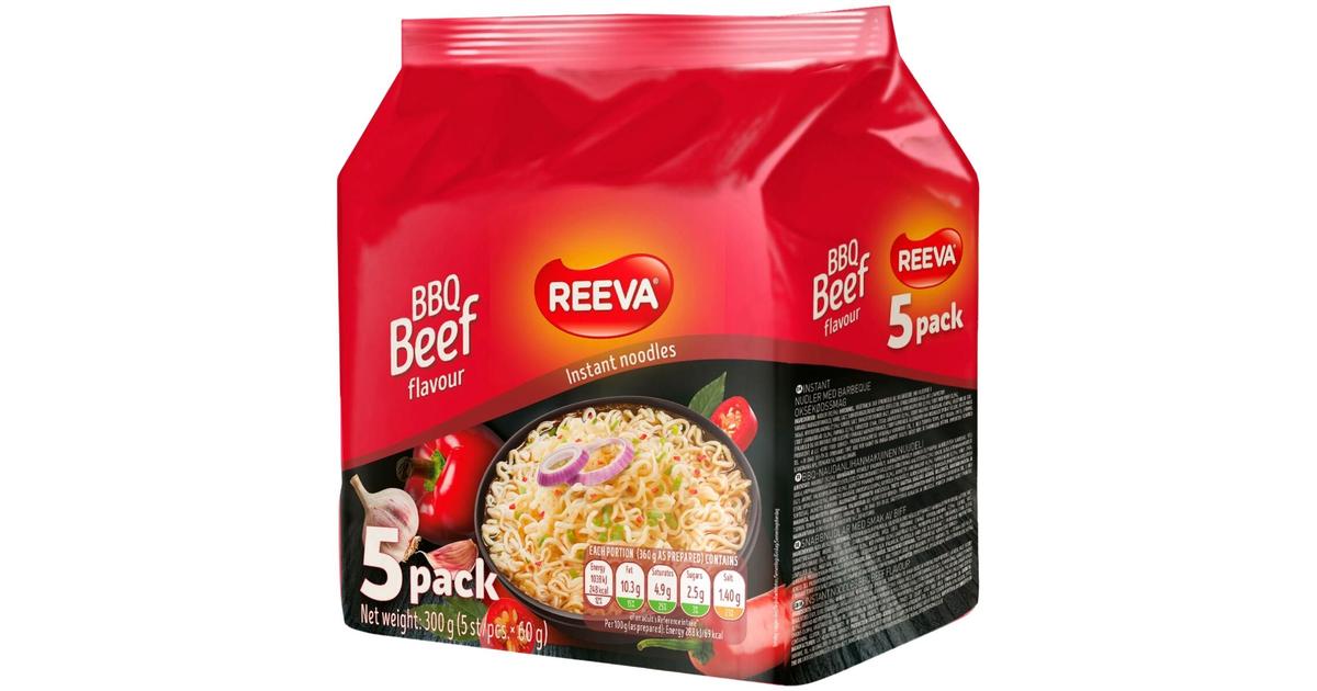 Reeva BBQ- naudanlihanmakuinen nuudeli 5 X 60 g | S-kaupat ruoan verkkokauppa