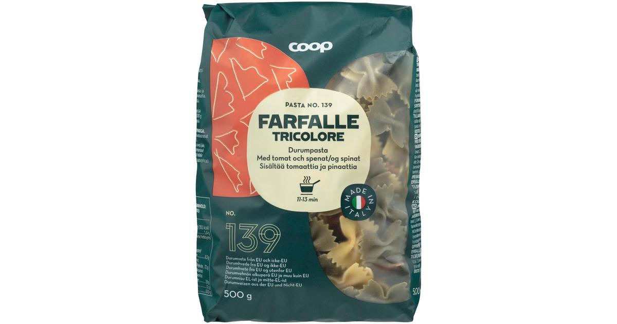 Coop Farfalle tricolore kuviopasta 500 g | S-kaupat ruoan verkkokauppa
