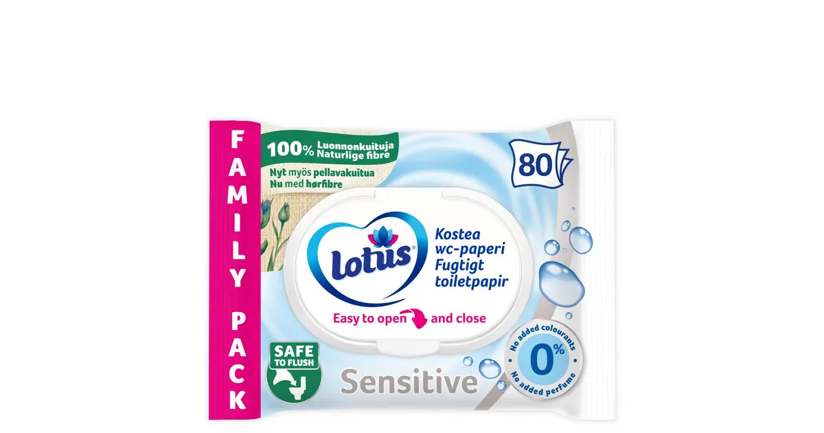 LOTUS Kostea wc-paperi Sensitive 80 kpl | S-kaupat ruoan verkkokauppa