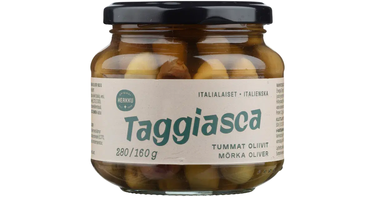 Herkku taggiasca itaalia mustad oliivid 280 g/160 g | Prisma | alati ...