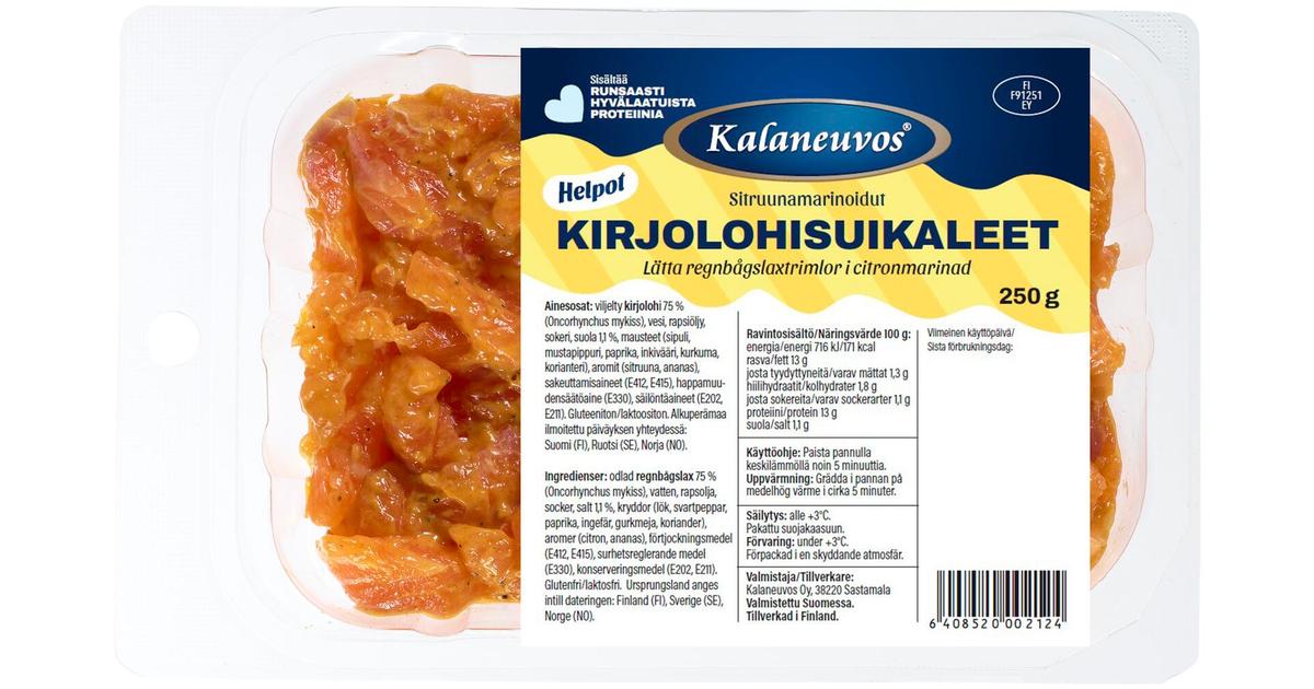 Kalaneuvos Sitruunamarinoidut Kirjolohisuikaleet, 250g | S-kaupat ruoan verkkokauppa