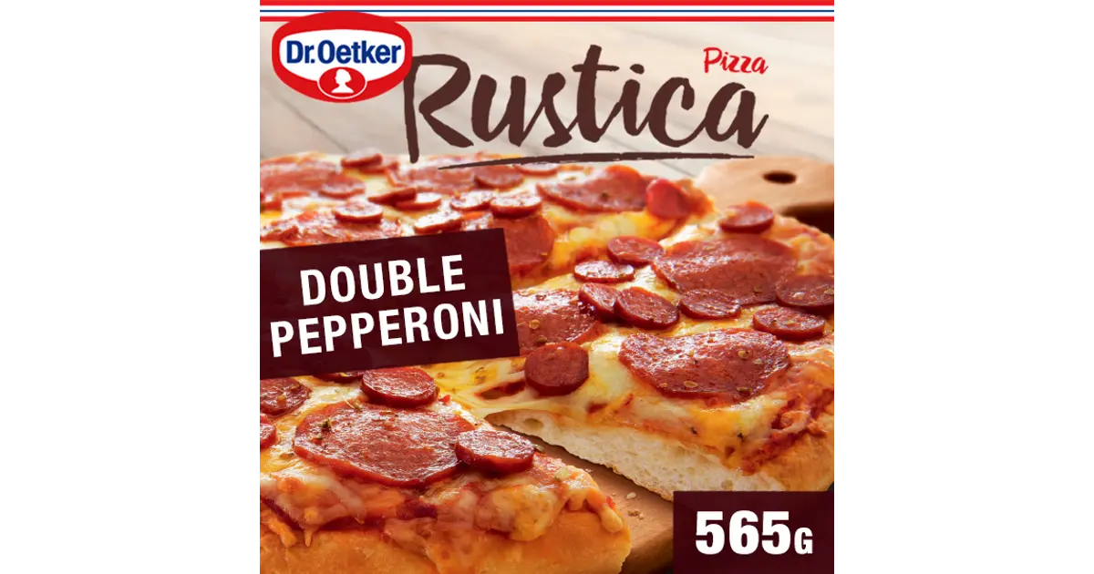 Dr. Oetker Rustica Double Pepperoni Cheddar & Mozzarella pakastepizza ...