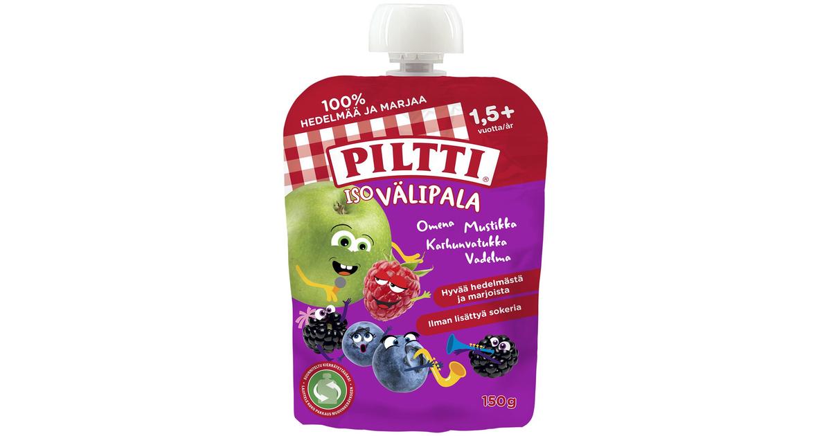 PILTTI Iso Välipala 150g Omena-Mustikka, Vadelma, Karhunvatukka 1,5+v ...