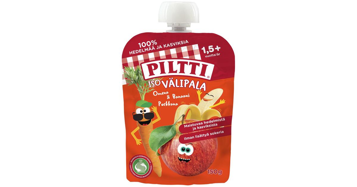 Piltti 150g Iso välipala Omena-banaani-porkkana 1,5+v annospussi | S ...