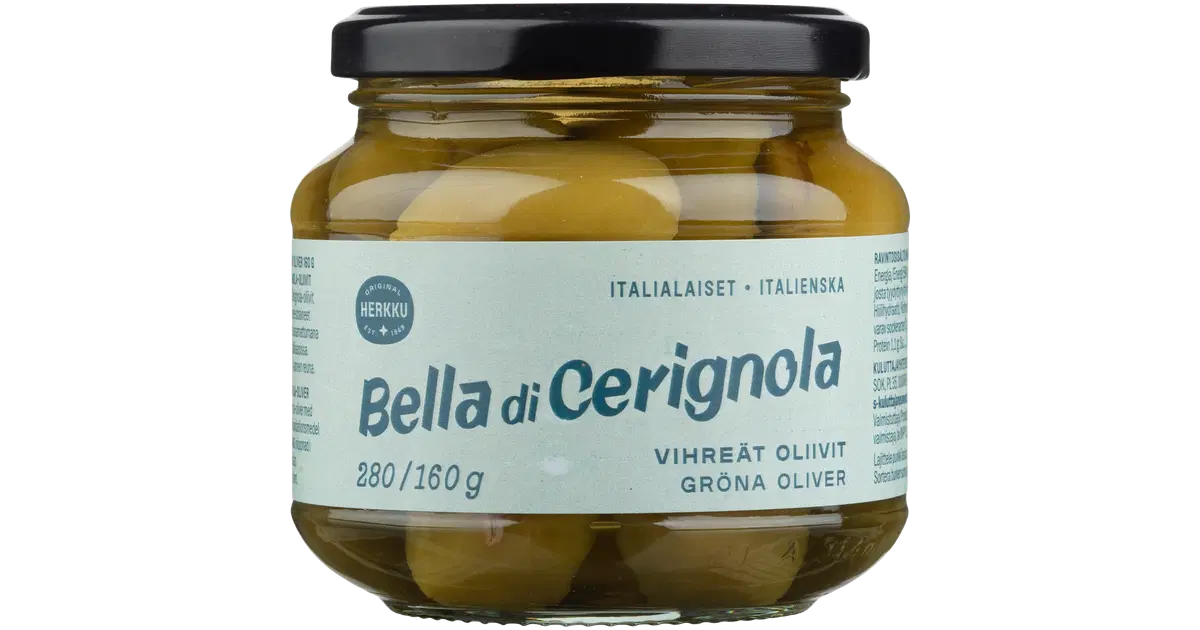 Herkku bella di cerignola itaalia rohelised oliivid 280 g/160 g ...