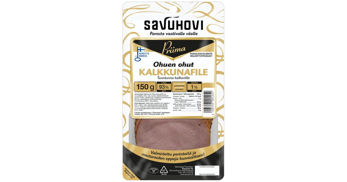 Savuhovi Priima Ohuen ohut Kalkkuna filee 150g | S-kaupat ruoan verkkokauppa