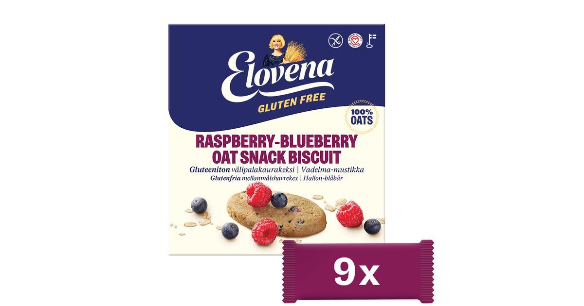 Elovena 9x18g gluteeniton vadelma-mustikka välipalakaurakeksi | S ...