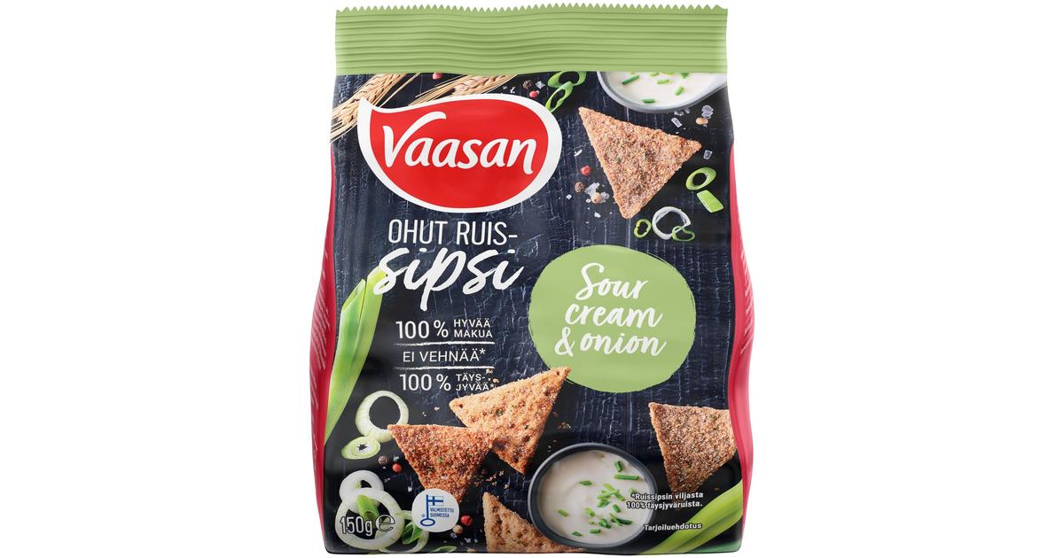 Vaasan Ruissipsi Sourcream & Onion 150g | S-kaupat ruoan verkkokauppa