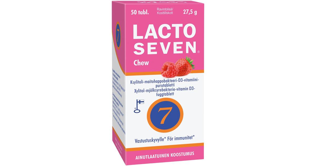 Lacto Seven Chew ksylitoli-maitohappobakteeri-D3-vitamiini-purutabletti ...