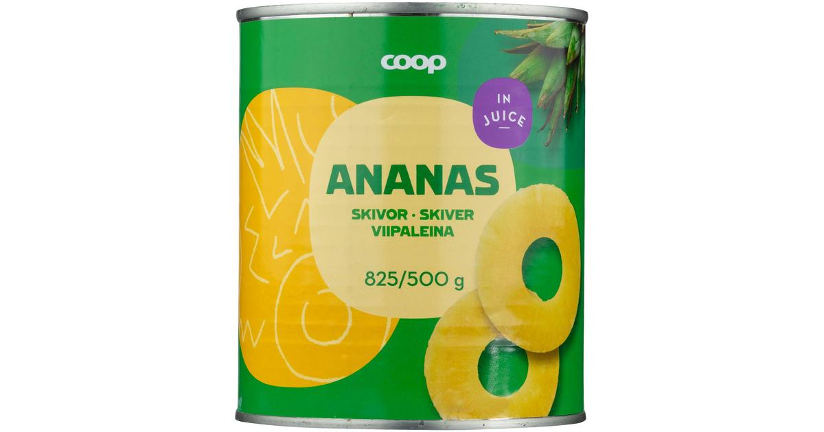 Coop ananas viipaleina täysmehussa 825/500 g | S-kaupat ruoan verkkokauppa