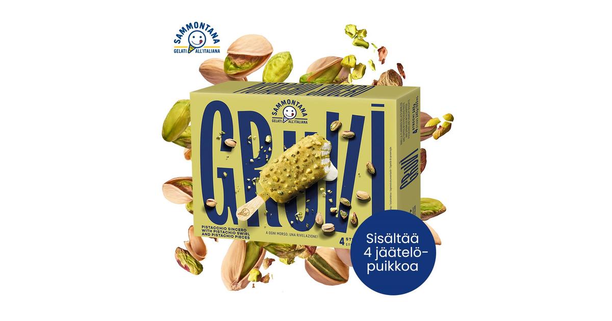Sammontana Gruvi Pistaasi jäätelöpuikko 4 x 60g = 240g/300ml monipakkaus | S-kaupat ruoan ...