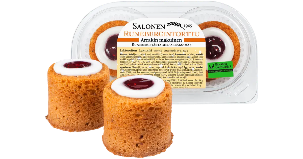 Leipomo Salonen Runebergintorttu arrakin makuinen 2/180g leivos ...
