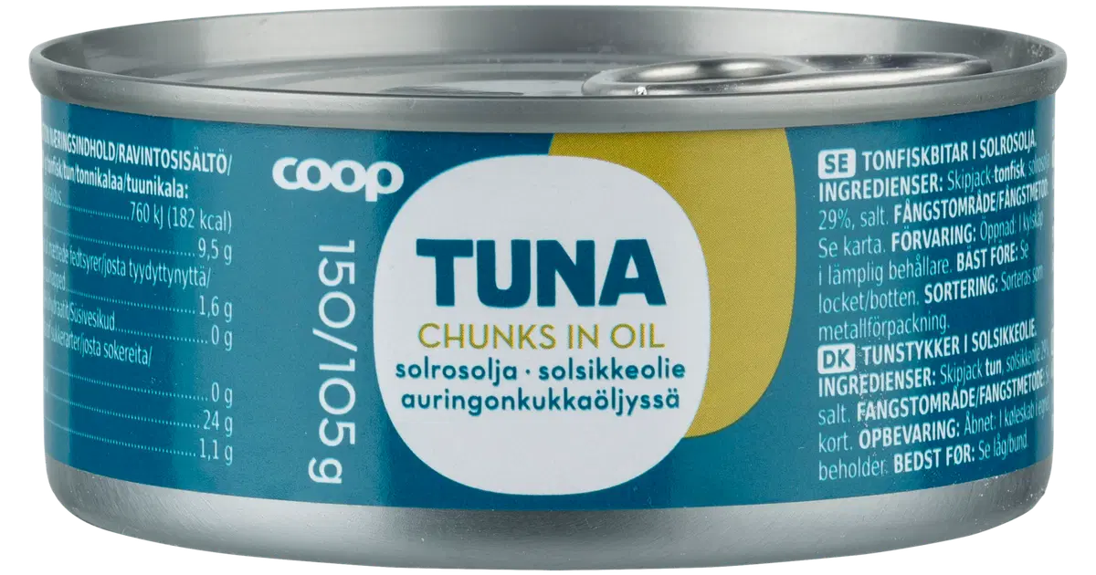 Coop tuunikala tükid päevalilleõlis 150/105g | Prisma | alati odavad ...