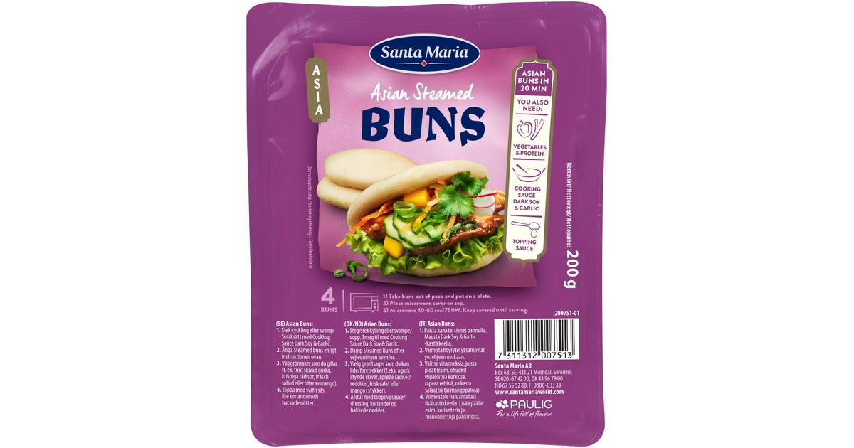 Santa Maria 200G Asian Steamed Buns Bao Bun Aasialaiset höyrysämpylät ...