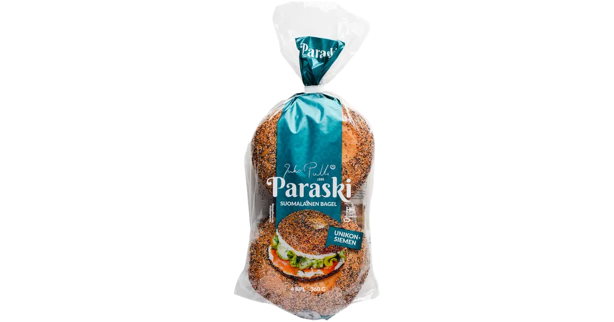 Juho Pullin Paraski - Suomalainen bagel 4 kpl 360 g unikonsiemen | S ...
